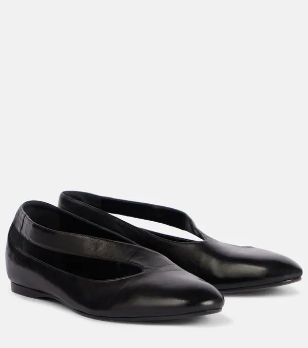 Khaite Diana Cutout Leather Ballet Flats
