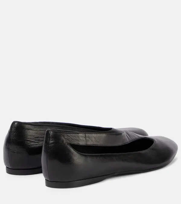 Khaite Diana Cut Out Leather Ballet Flats - Black