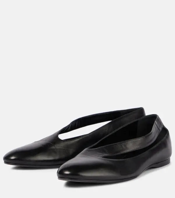 Khaite Diana Cut Out Leather Ballet Flats - Black