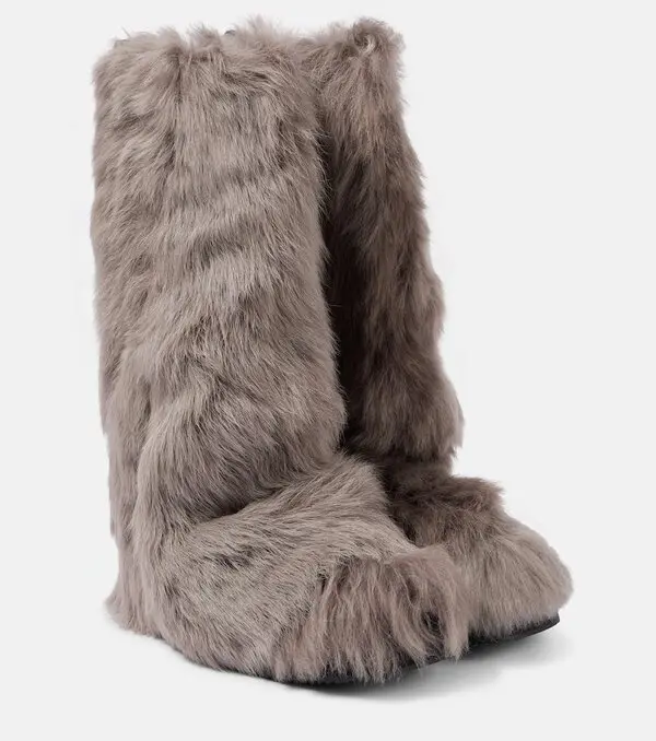 Attico Robin Knee-high Shearling Boots - Grey