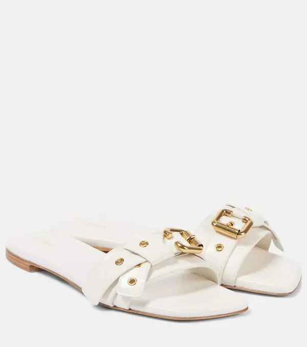 Chloé Mae Leather Slides - White