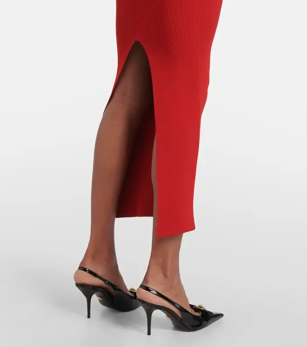 Versace Ribbed-knit Slip Dress - Red