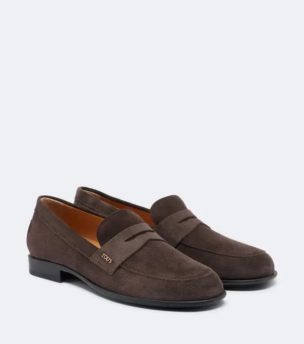 TOD'S Suede Penny Loafers - Brown