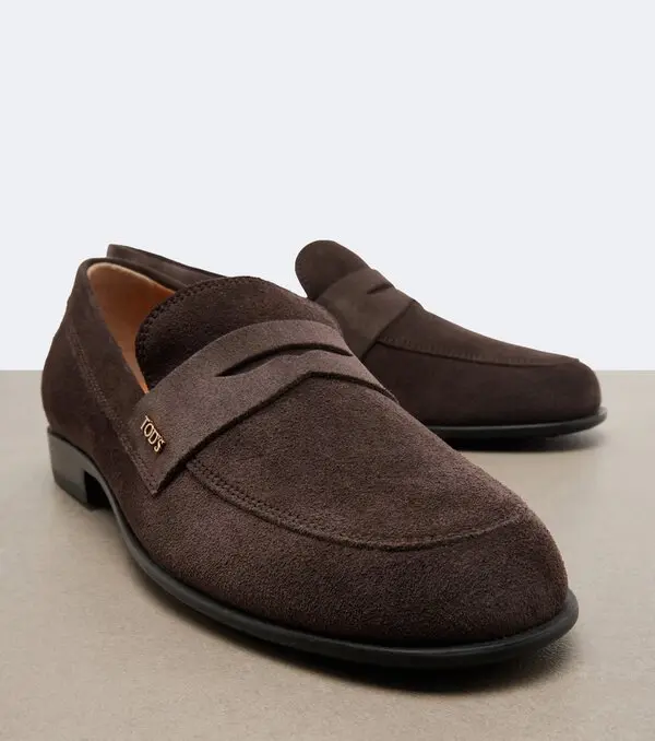 TOD'S Suede Penny Loafers - Brown