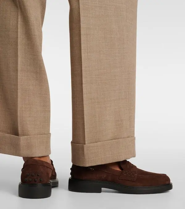 TOD'S Suede Penny Loafers - Brown