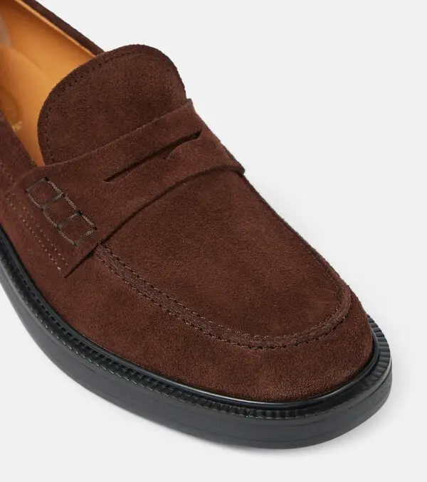 TOD'S Suede Penny Loafers - Brown