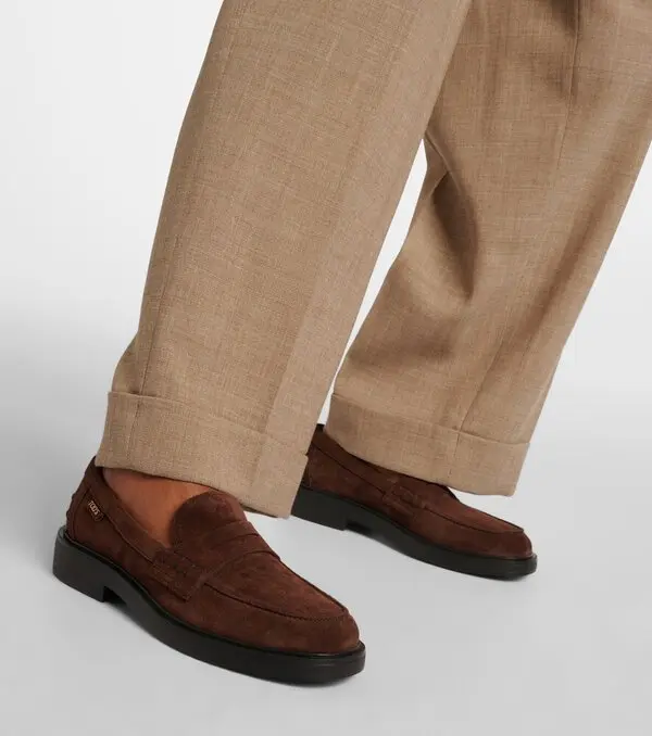 TOD'S Suede Penny Loafers - Brown