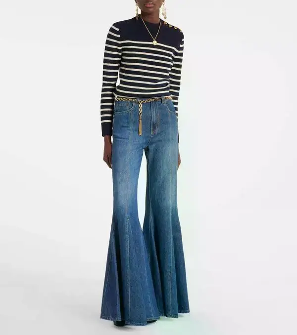 Chloé Striped Wool And Cashmere Sweater