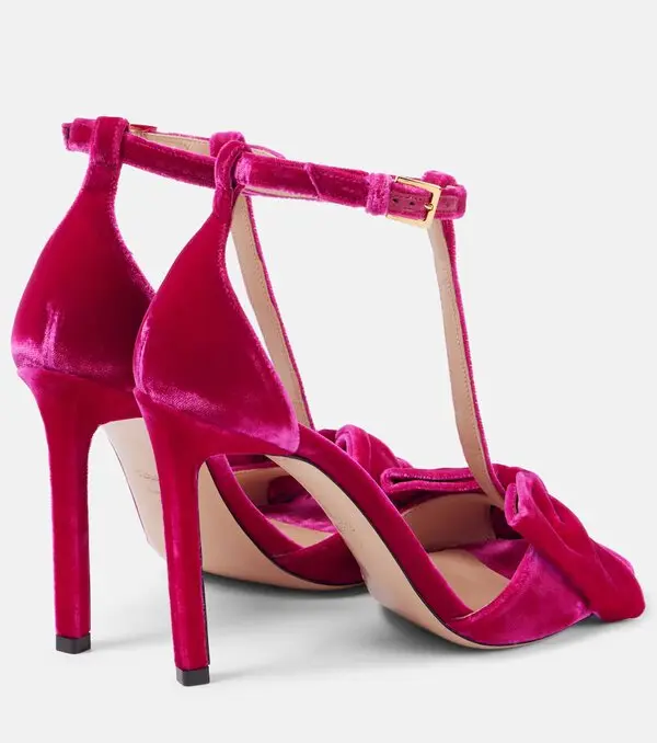 TOM FORD Brigitte Bow-detail Velvet Sandals - Pink