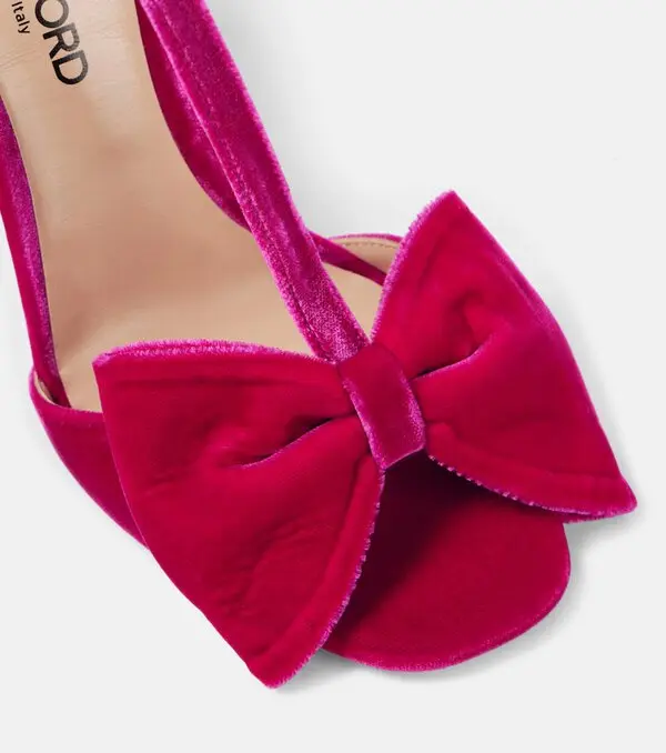 TOM FORD Brigitte Bow-detail Velvet Sandals - Pink