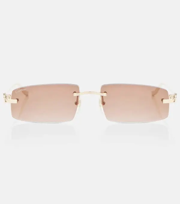 CARTIER Panthère De Rectangular Sunglasses - Gold