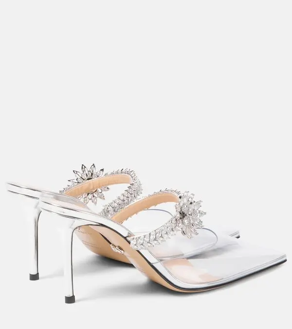 Mach & Mach Crystal Flower Embellished Pumps