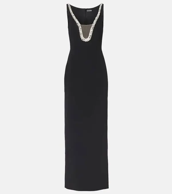 David Koma Crystal-embellished Gown - Black