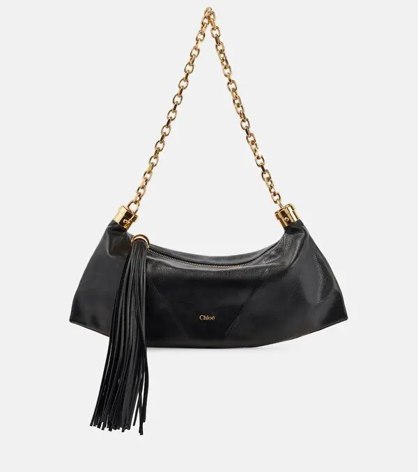 Chloé Foulard Small Leather Shoulder Bag - Black