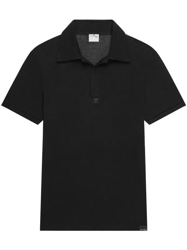 COURREGES Mesh Polo Shirt - Black