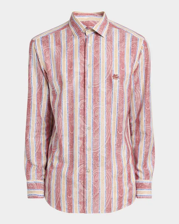 Etro Striped Paisley Sport Shirt