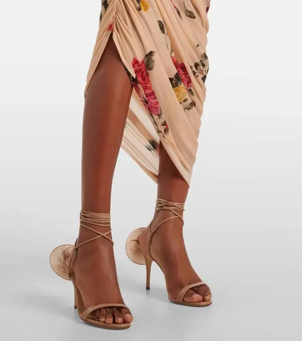 Magda Butrym Floral-appliqué Leather Sandals - Beige