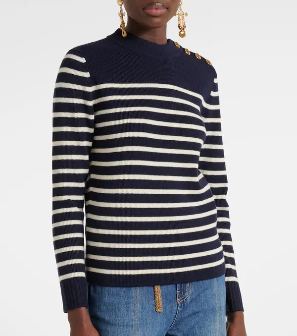 Chloé Striped Wool And Cashmere Sweater