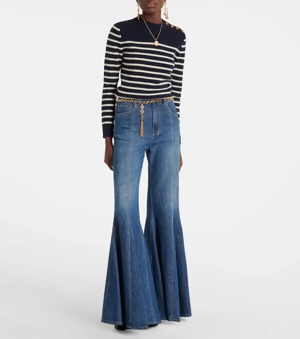Chloé Striped Wool And Cashmere Sweater