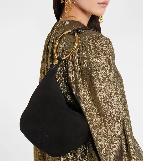 Chloé Medium Suede Shoulder Bag - Black