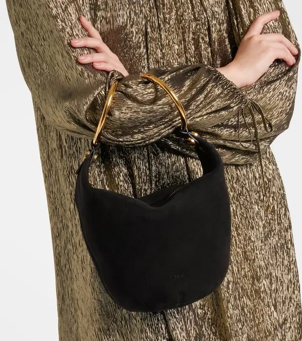 Chloé Medium Suede Shoulder Bag - Black