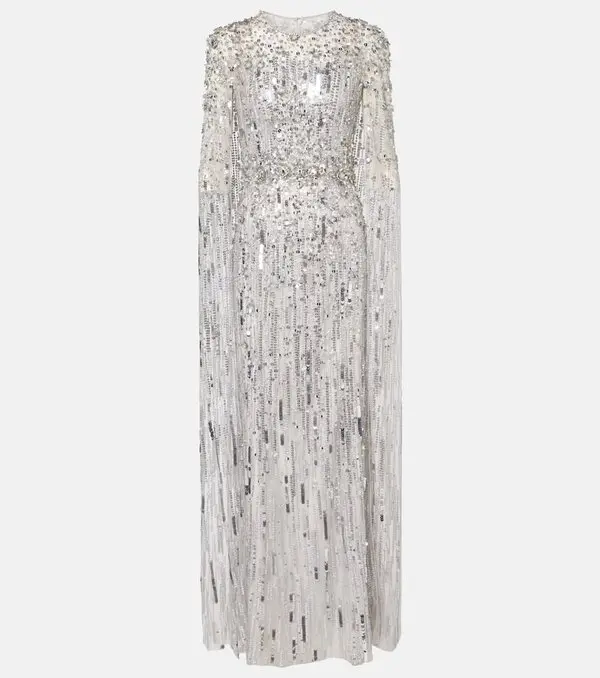 Jenny Packham Ruby Caped Gown - Silver