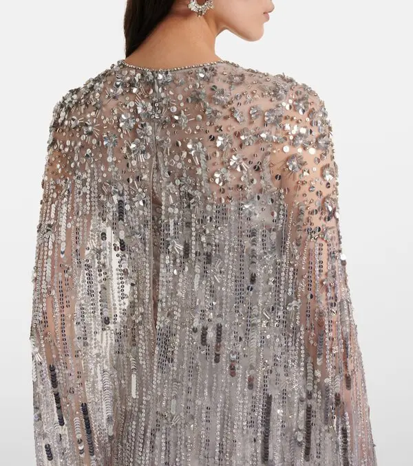 Jenny Packham Ruby Caped Gown - Silver