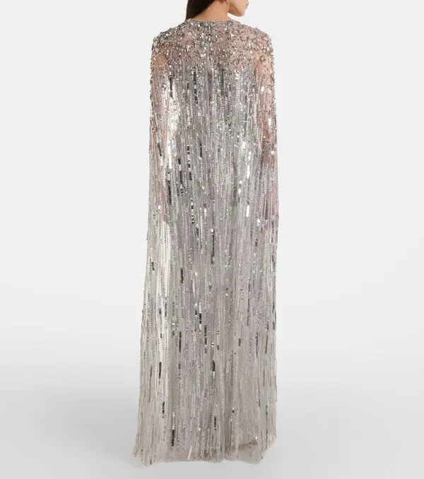 Jenny Packham Ruby Caped Gown - Silver