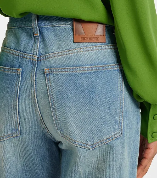 Valentino Garavani Jacquard-trimmed Straight Jeans