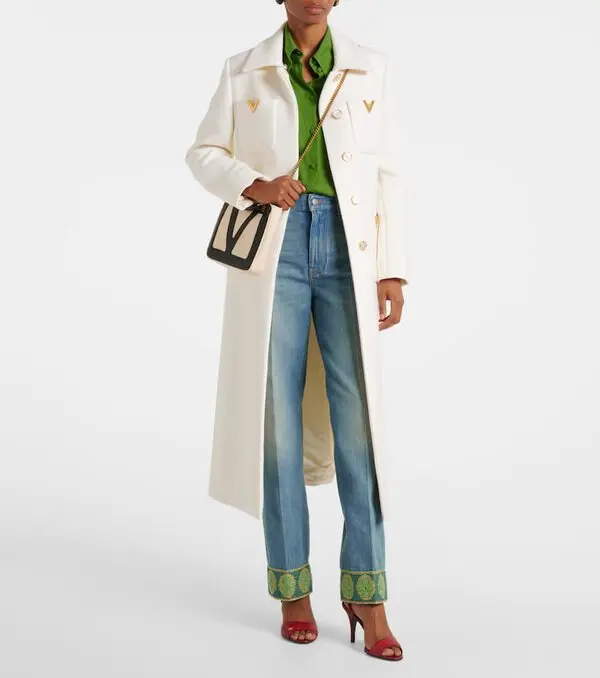 Valentino Garavani Jacquard-trimmed Straight Jeans