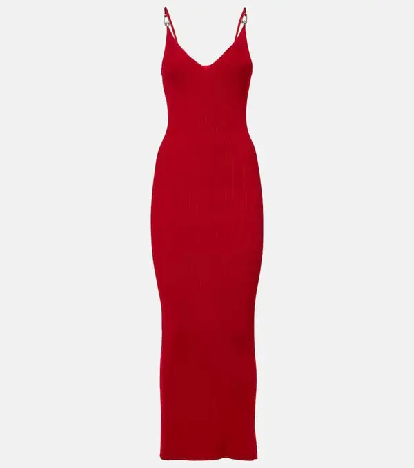 Versace Ribbed-knit Slip Dress