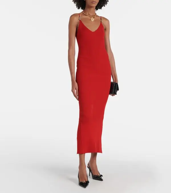 Versace Ribbed-knit Slip Dress