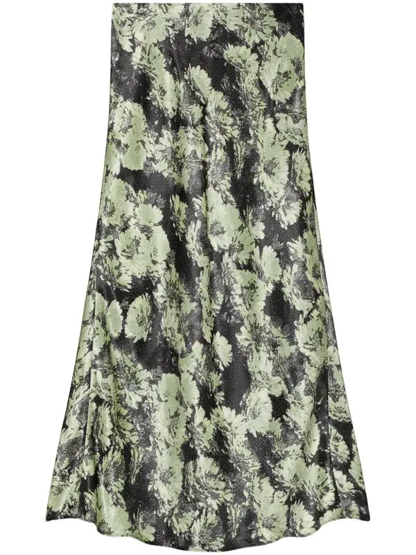 Tory Burch Printed Fluted Skirt - Green