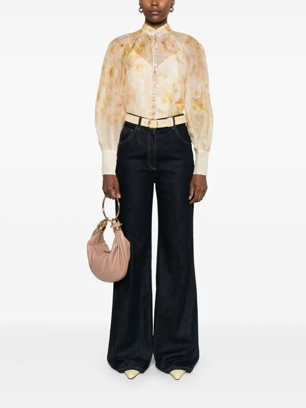 Zimmermann Crush Printed Linen Shirt - Yellow