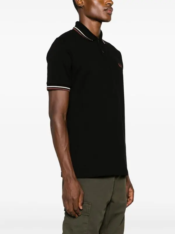 Fred Perry Logo Cotton Polo Shirt - Black