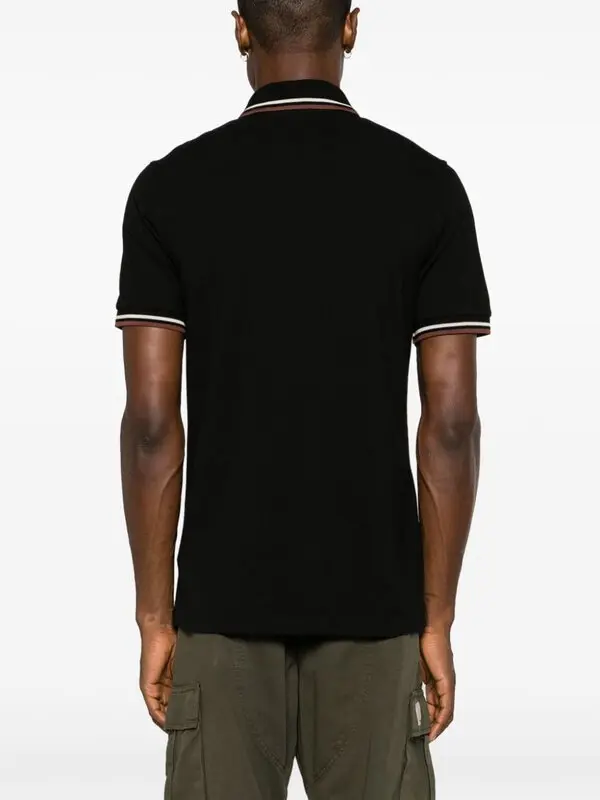 Fred Perry Logo Cotton Polo Shirt - Black