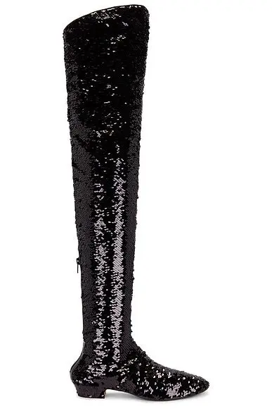 THE ROW Sequined Cuissard Boots - Black