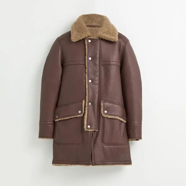 COACH Restored Reversible Shearling Coat - Honey Brown Dark Teak