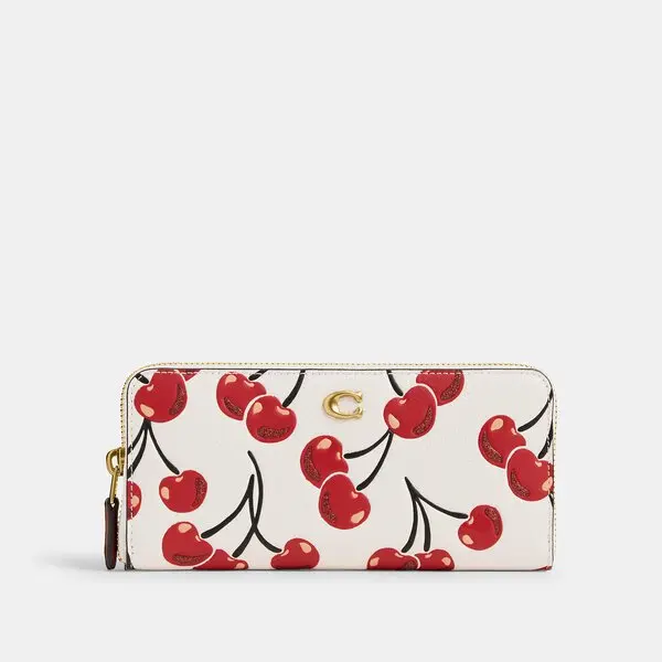 COACH Essential Slim Accordion Zip Wallet With Cherry Print