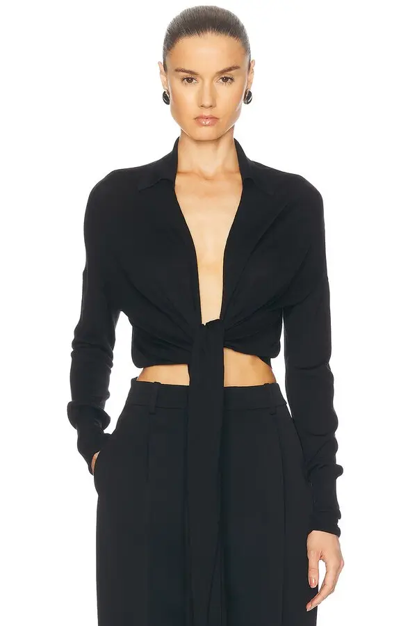 FERRAGAMO Long Sleeve Wrap Top