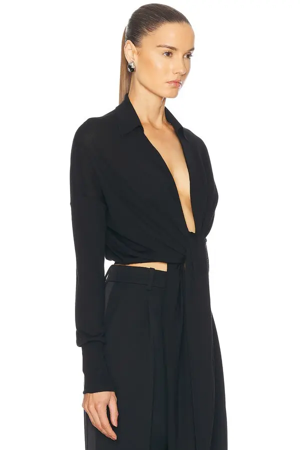 FERRAGAMO Long Sleeve Wrap Top