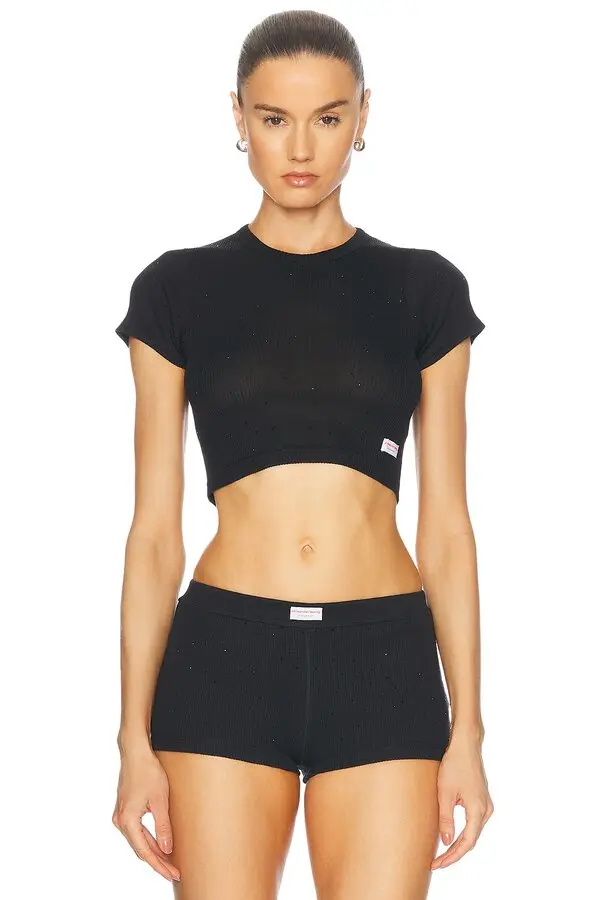 Alexander Wang Crystal Hotfix Cropped Top