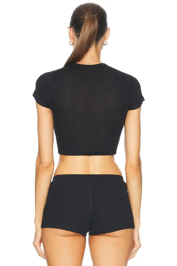 Alexander Wang Crystal Hotfix Cropped Top