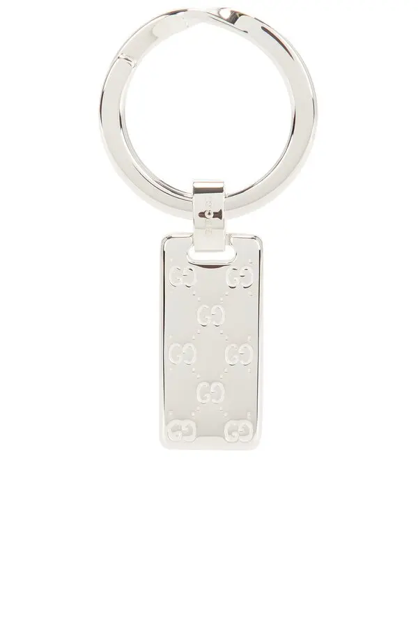 Gucci Signature Keyring In Metallic Silver - Sterling Silver
