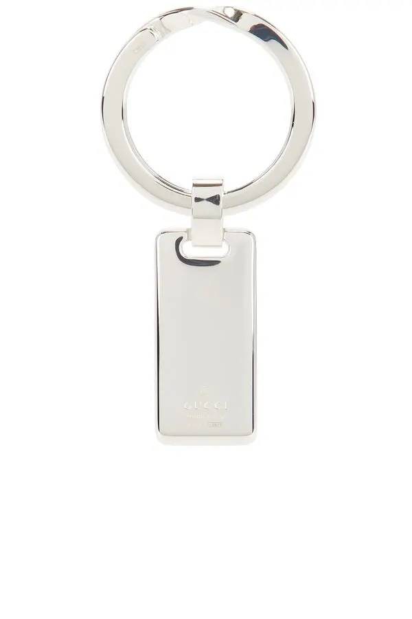 Gucci Signature Keyring In Metallic Silver
