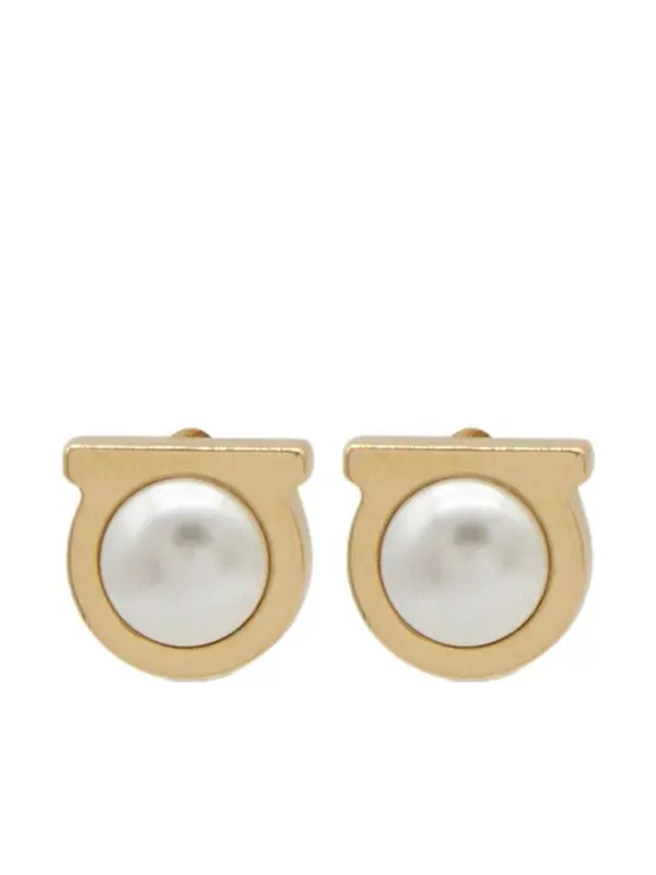 FERRAGAMO Gancini Stud Earrings - Gold