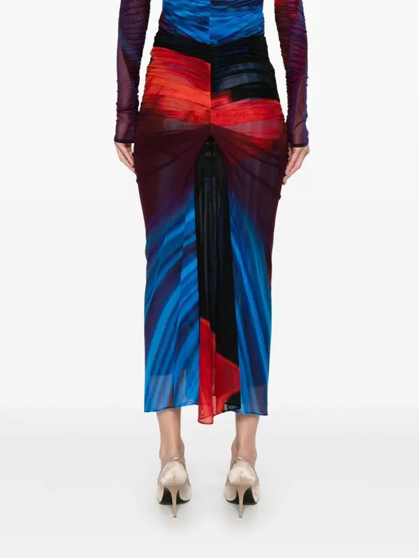 MUGLER Ruched Midi Skirt