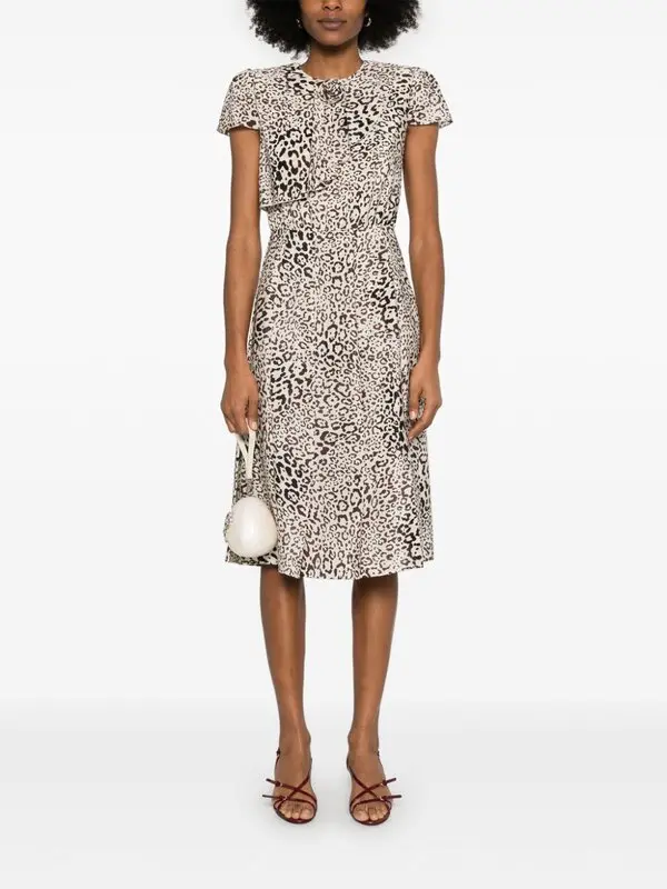 Alessandra Rich Leopard-print Pleated Midi Dress