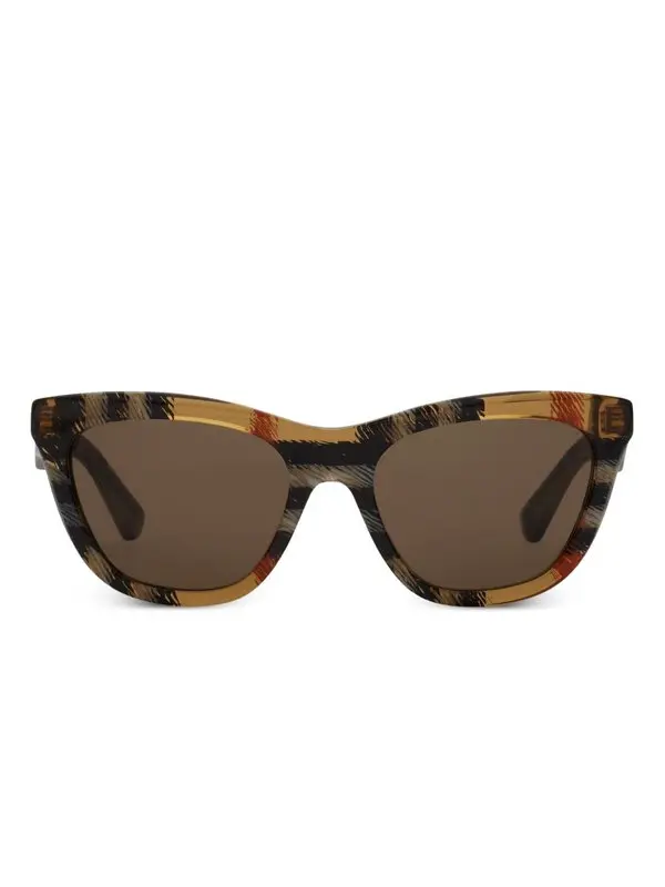 Burberry Check Pattern Cat-eye Sunglasses - Brown