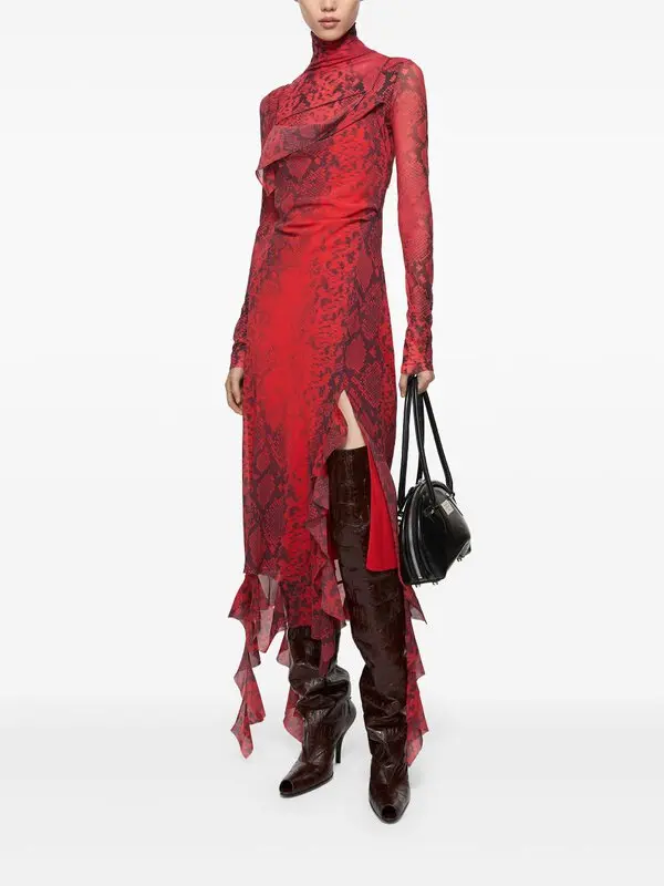 red snakeskin dress AKIRA Cocky Af Rhinestone Snake Mini and party Red Snake Print Dress |